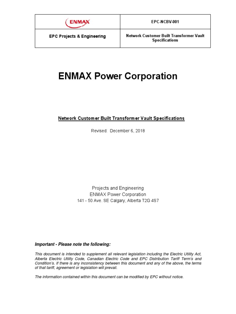 ENMAX Power Corporation: EPC Projects & Engineering | PDF | Door ...