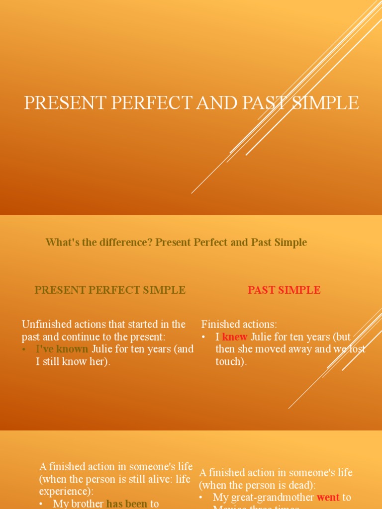 Present Perfect vs Past Simple Guide | PDF | Linguistics | Language ...