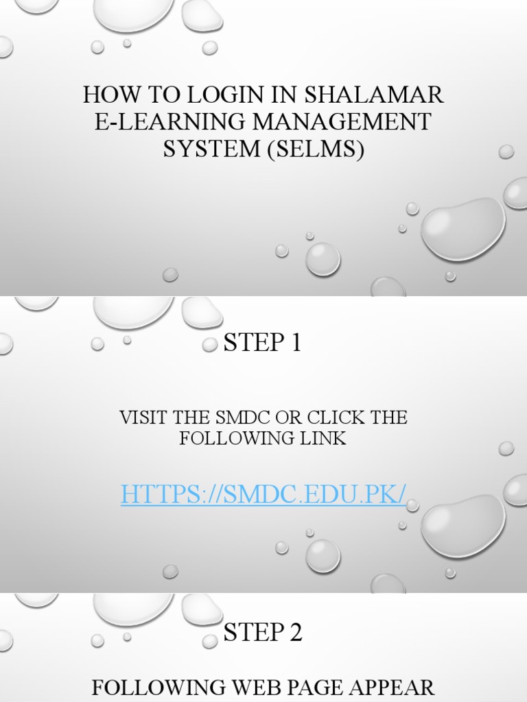 Shalimar E-Learning Login Guide | PDF