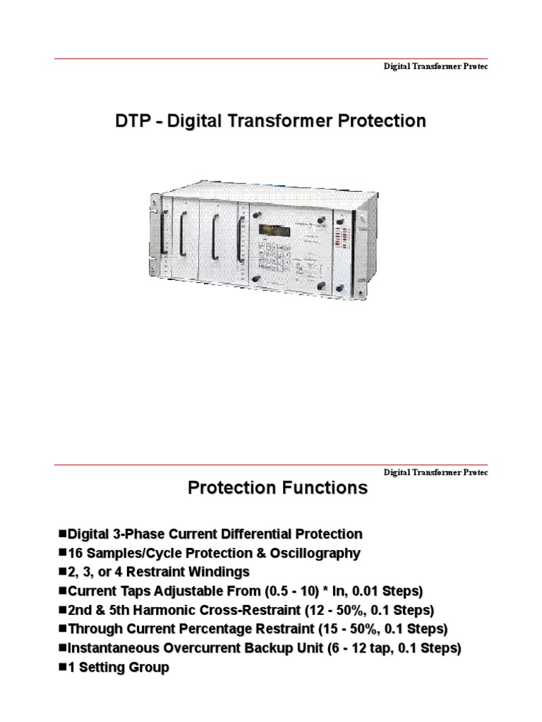 DTP - Digital Transformer Protection | PDF | Transformer | Relay