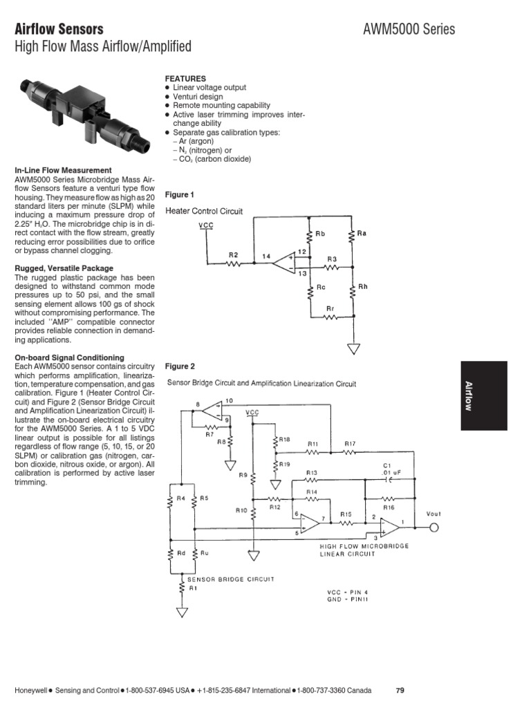 Airflow Sensors AWM5000 Series High Flow Mass Airflow/Amplified | PDF ...