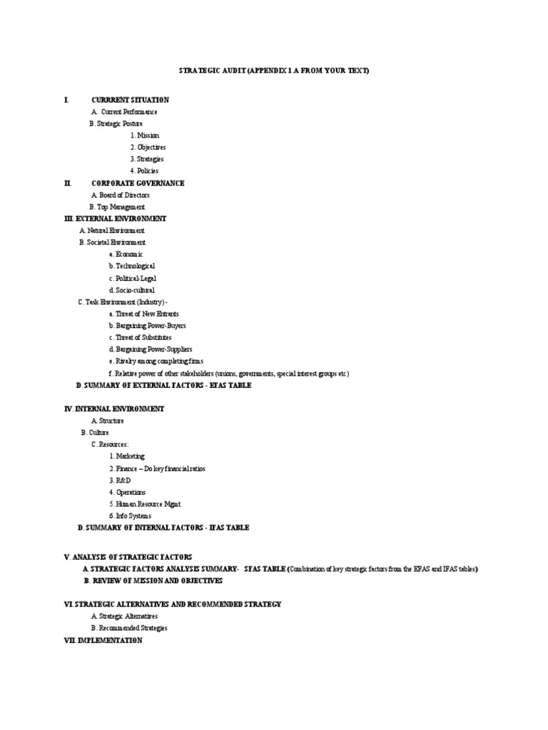 Strategic Audit Appendix 1A | PDF
