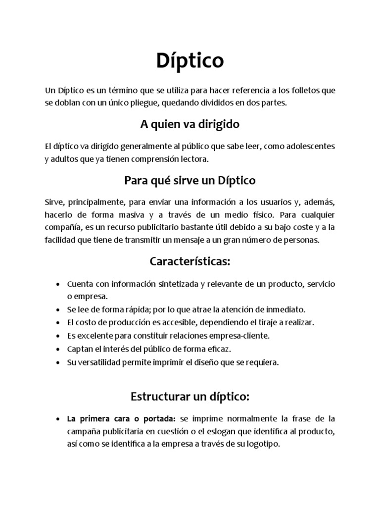 Díptico | PDF | Publicidad | Comunicación