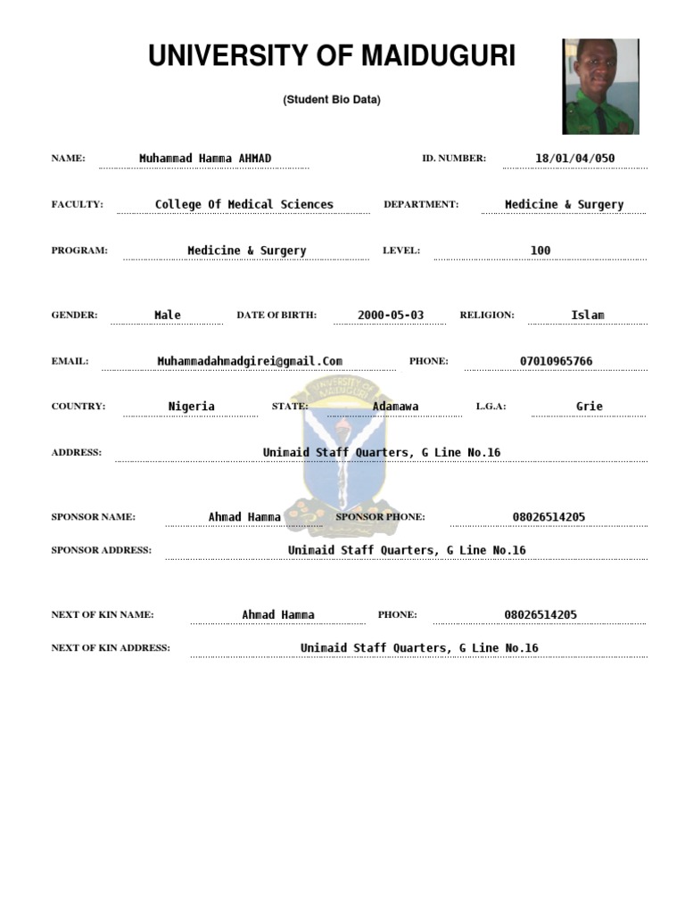 AHMAD MUHAMMAD HAMMA-biodata | PDF