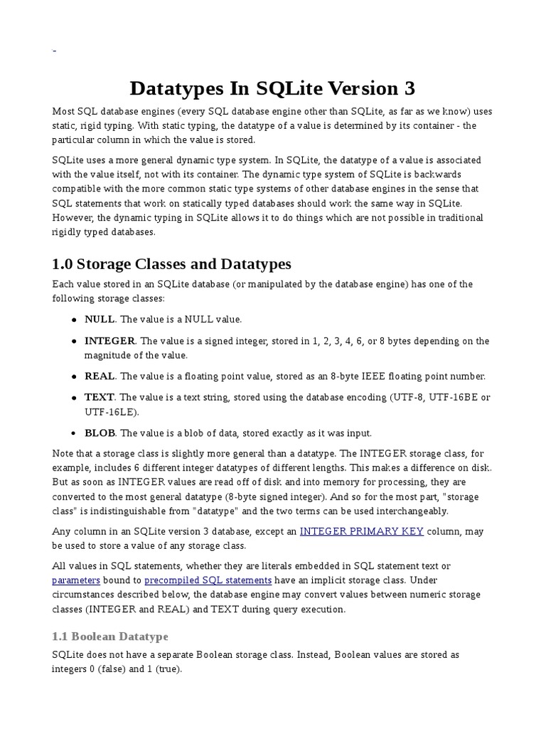 Tipo de Datos Sqlite | PDF | Data Type | Collation