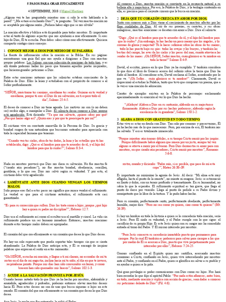 5 Pasos para Orar Eficazmente | PDF | Oración | Cristo (título)