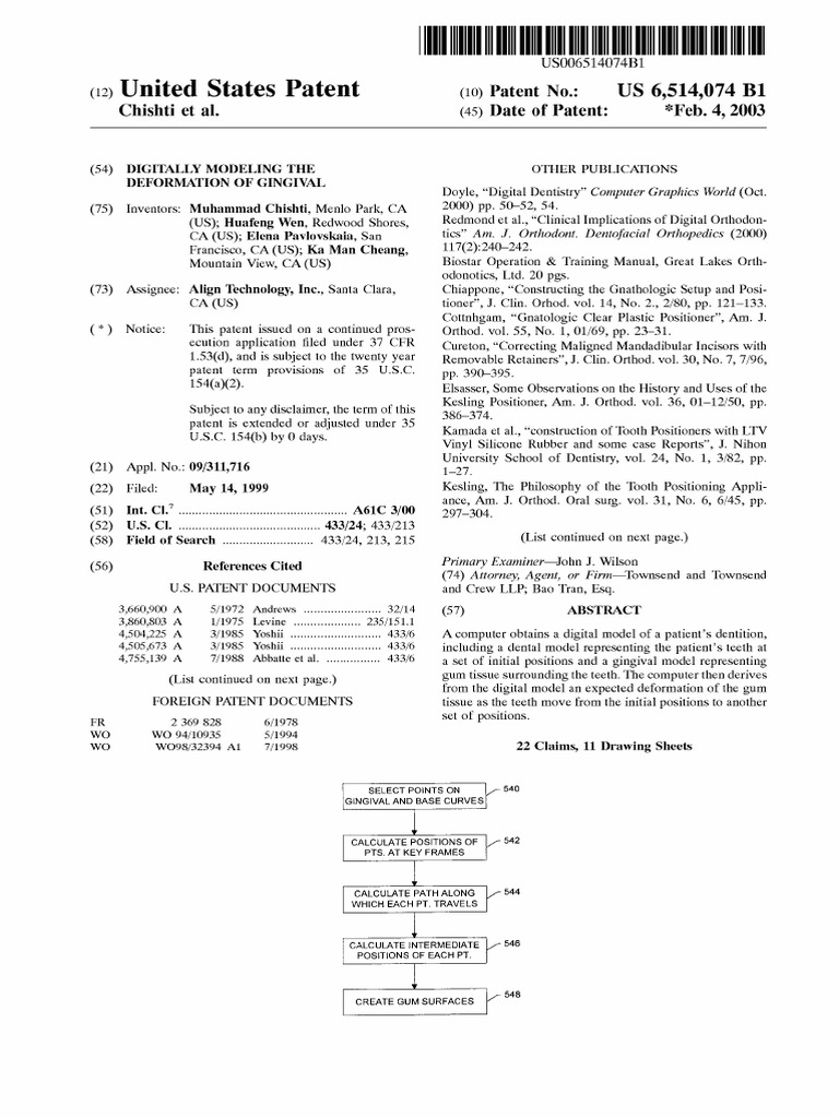 United States Patent: Chishti Et Al. (Io) Patent No.: (45) Date of ...