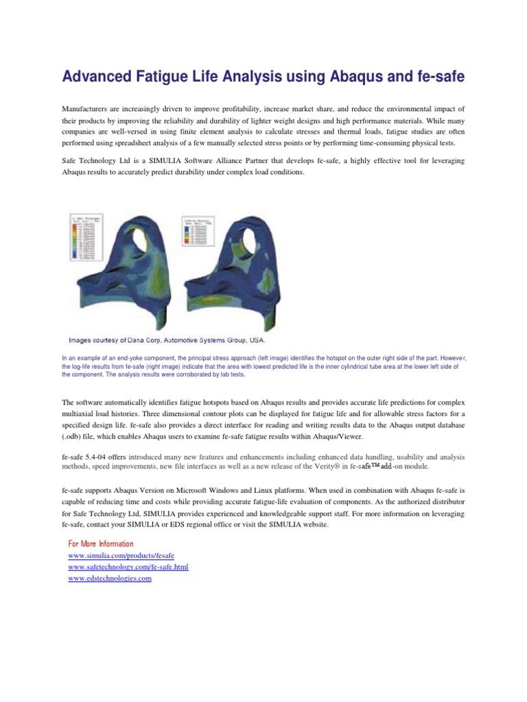 Advanced Fatigue Life Analysis Using Abaqus and Fe-Safe: For More ...