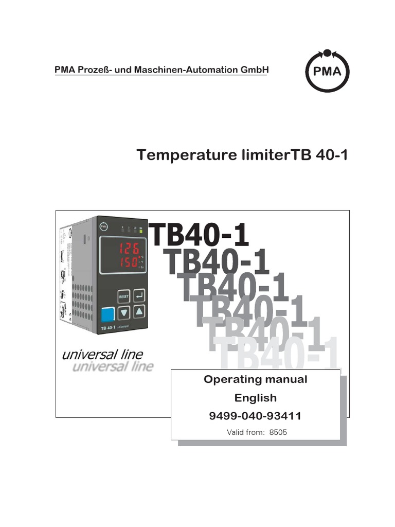PMA TB40 1 TemperatureLimiter Manual English 9499 040 93411 | PDF | Thermocouple | Relay
