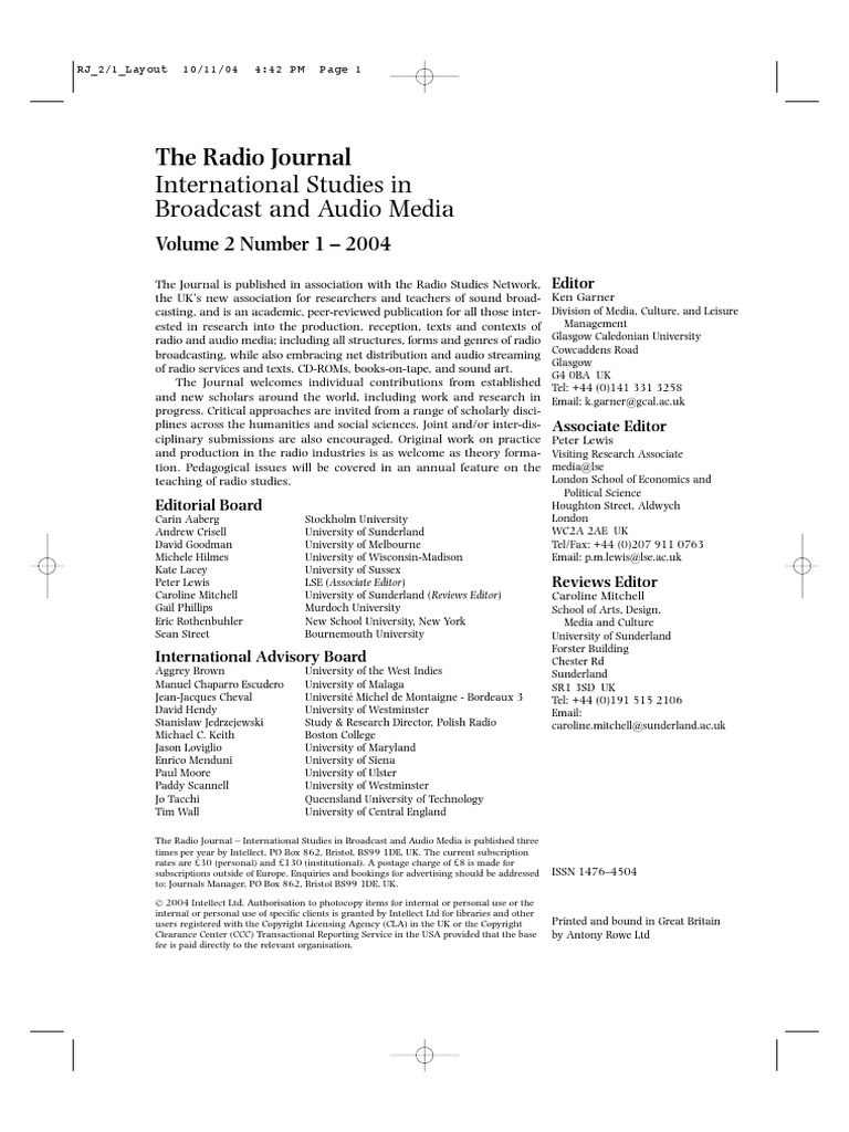 An Unheard Story The Challenge For Radio PDF | PDF | Italy | Radio