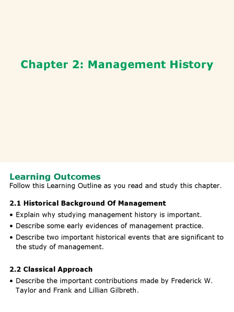 Chapter 2: Management History | PDF | Organizational Behavior ...