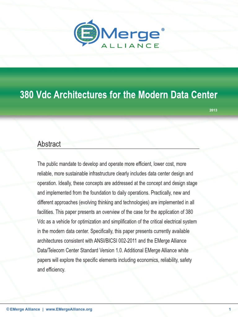 380 VDC Architectures For The Modern Data Center | PDF | Power Supply ...