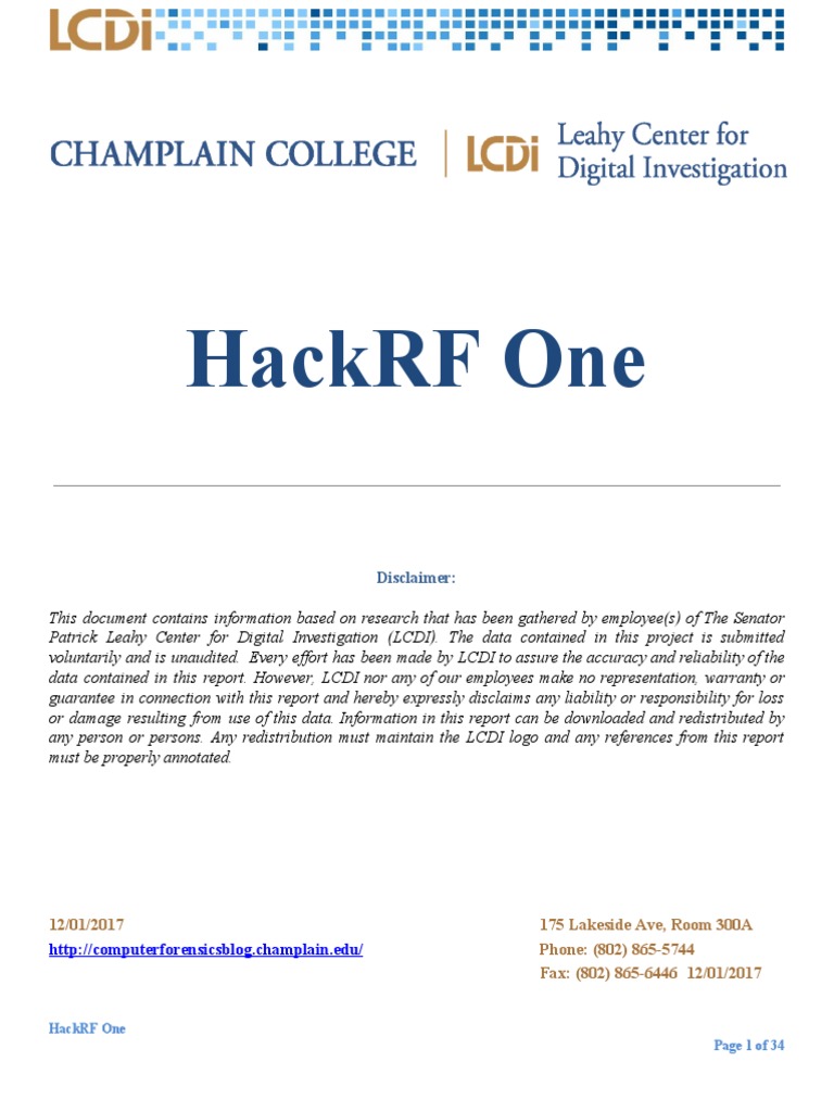 HackRF One Tutorial - F2017 - Report | PDF