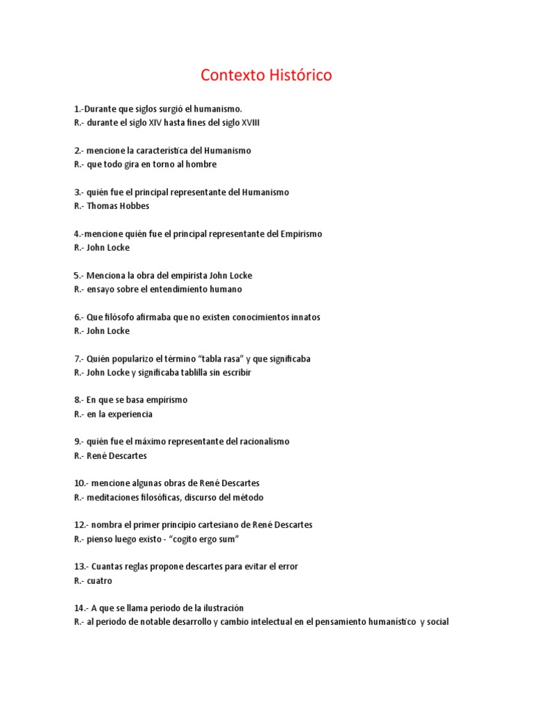 Contexto Historico | PDF | René Descartes | John Locke