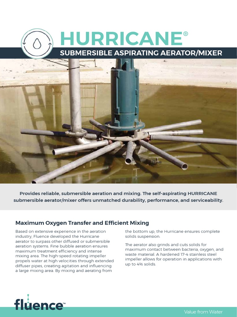 Hurricane: Submersible Aspirating Aerator/Mixer | PDF | Mechanical ...