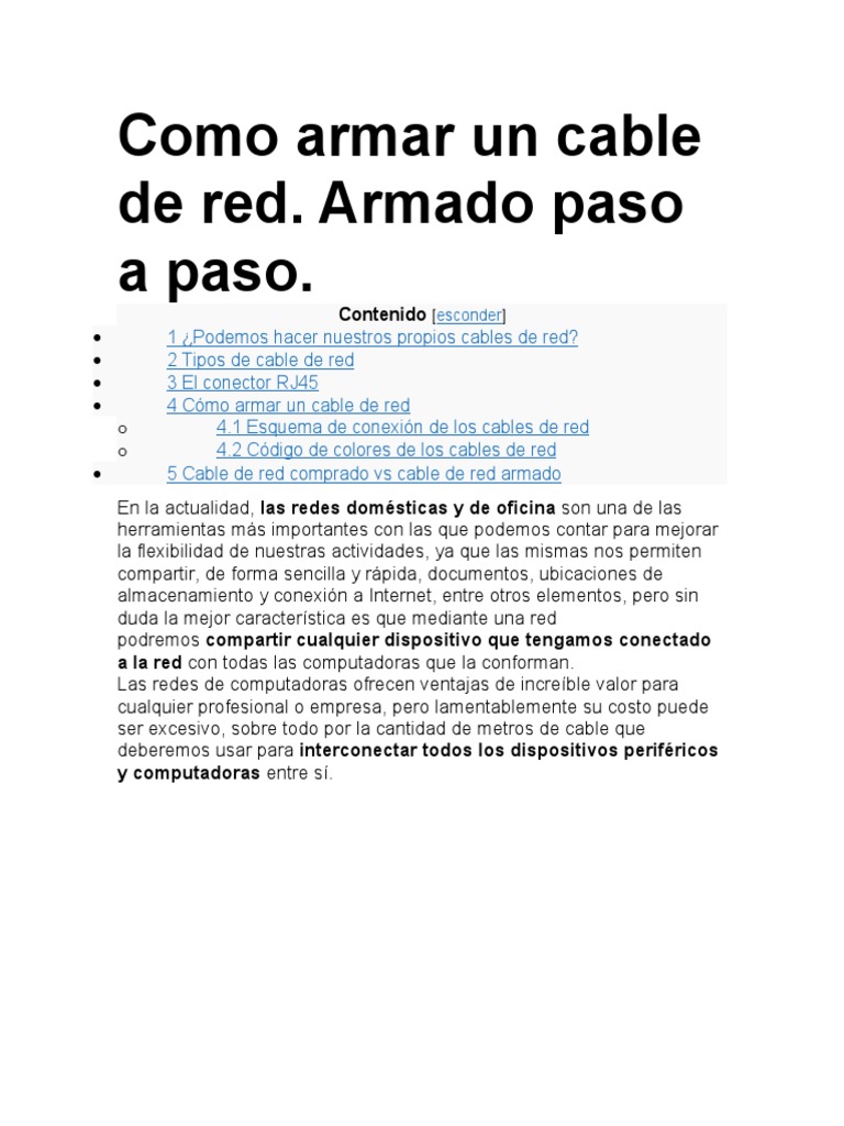 Como Armar Un Cable de Red | PDF | Red de computadoras | Electrónica