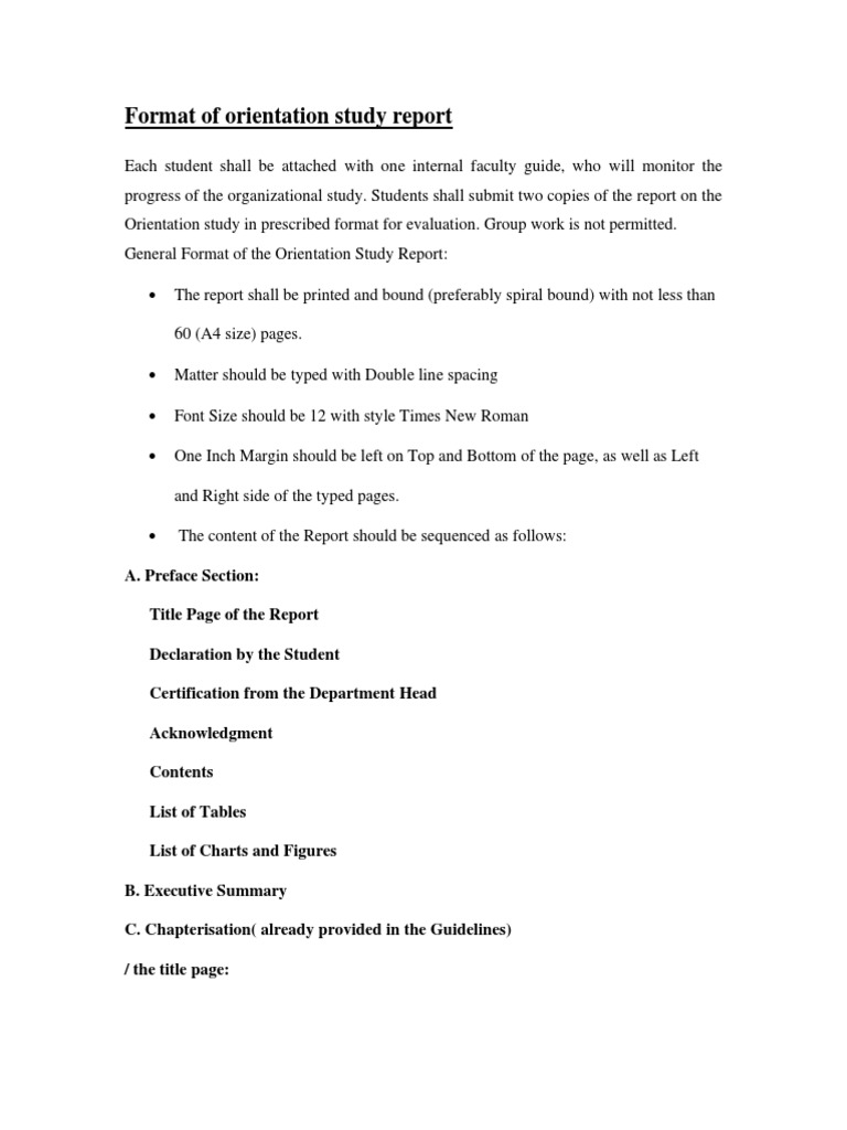 Orientation Study Report Format | PDF