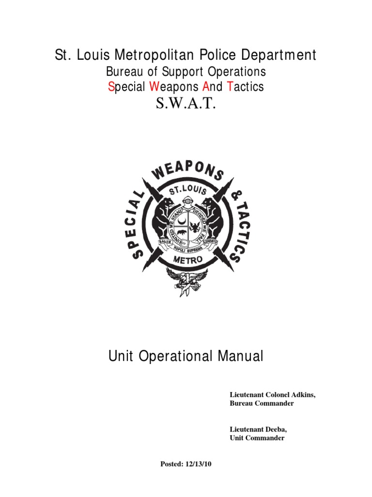SWAT Unit Operations Manual PDF | PDF | Swat | Police