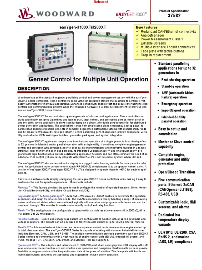 Genset Control For Multiple Unit Operation: - Standard Paralleling ...