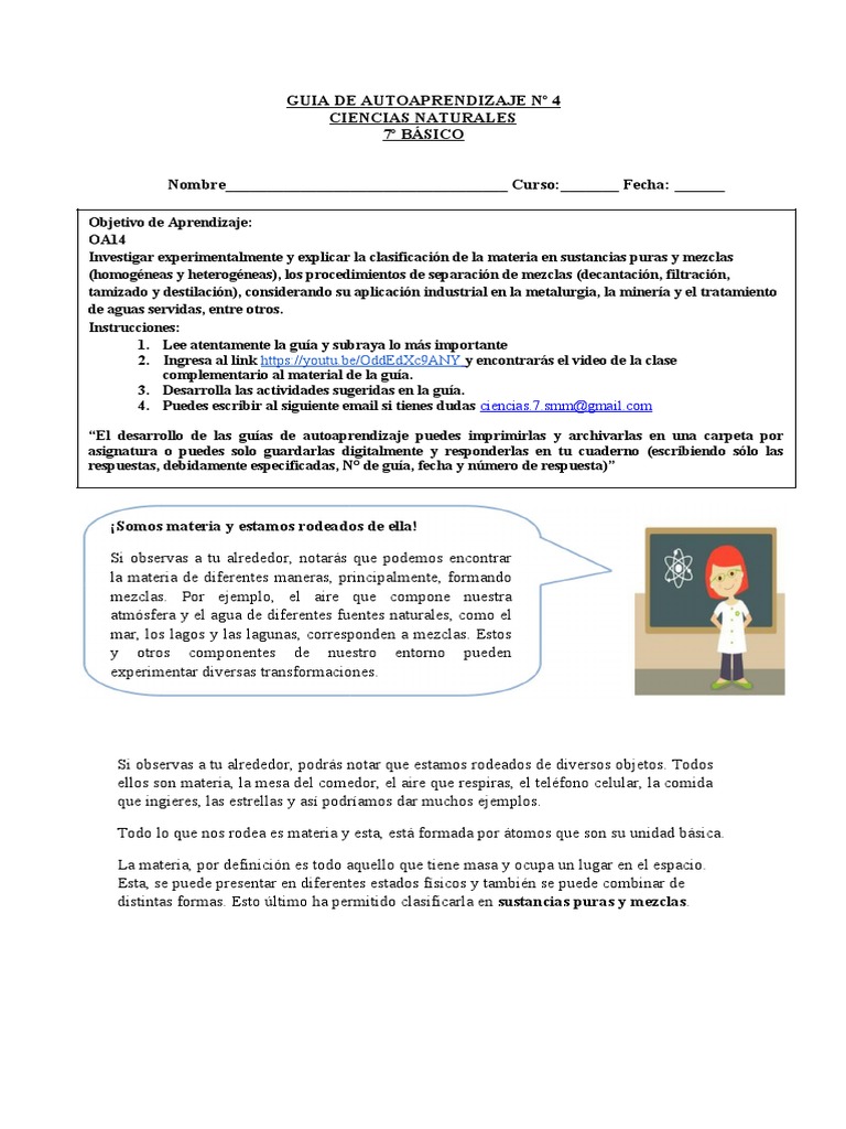 Ciencias-Naturales Guia 7°basico | PDF | Mezcla | Sustancias químicas