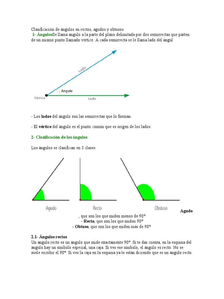 Clasificación de Ángulos en Rectos | PDF