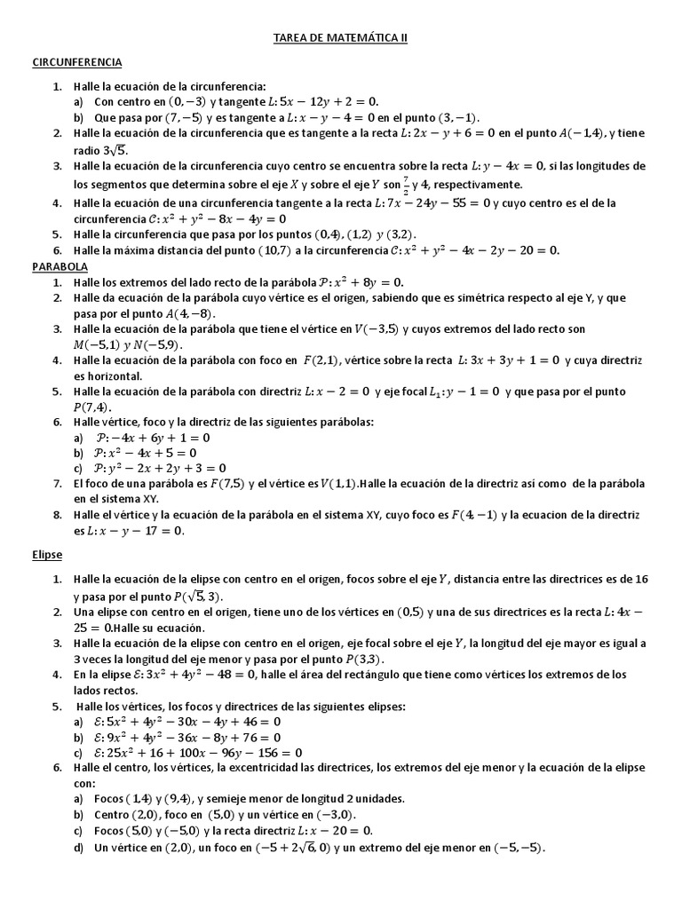 Tarea de Matemática Ii (A) | PDF | Elipse | Circulo