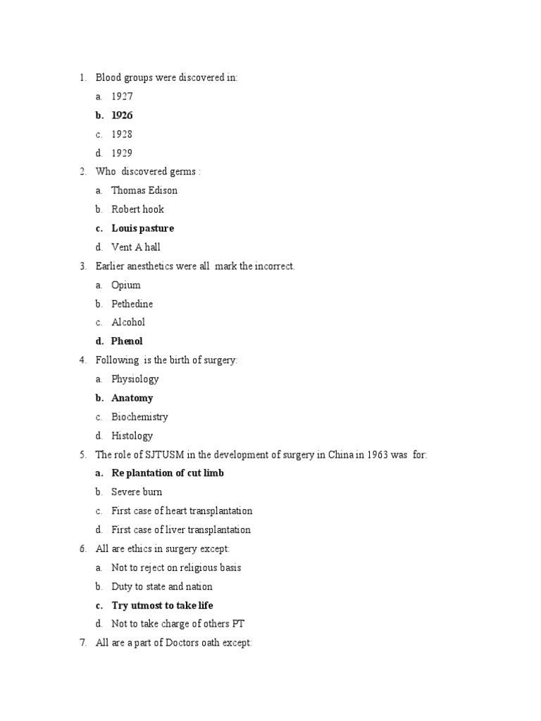 Surgery 8th Semester Mcqs | PDF | Sterilization (Microbiology) | Shock ...