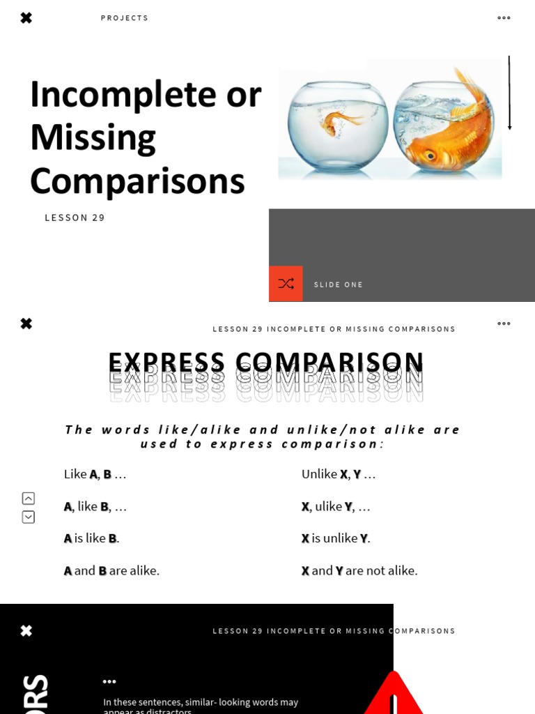 Incomplete or Missing Comparisons: Lesson 29 | PDF