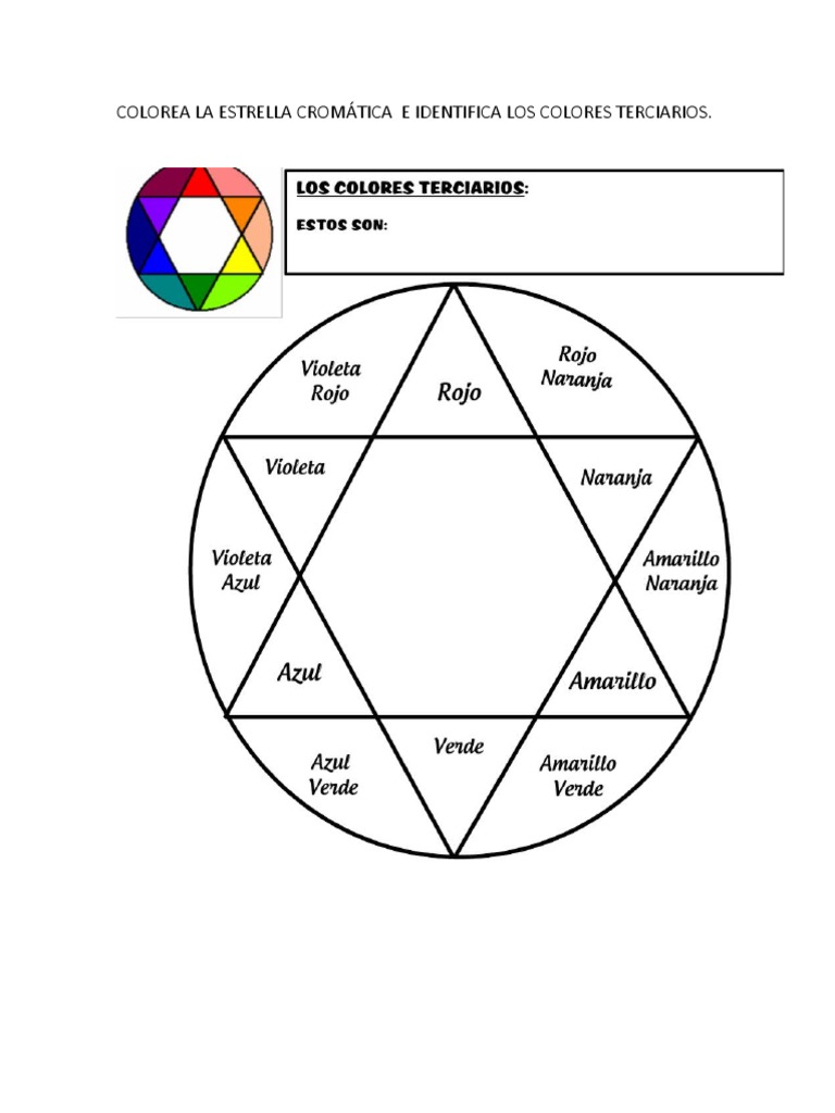 Colorea La Estrella Cromática e Identifica Los Colores Terciarios | PDF