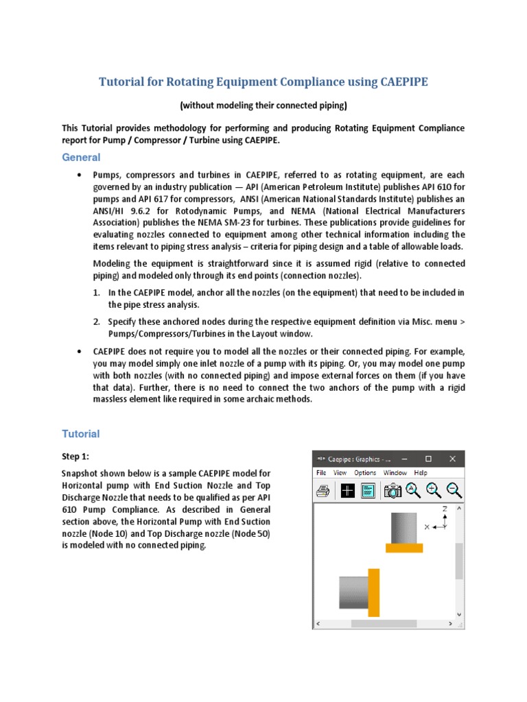 Tutorial For Rotating Equipment Compliance Using CAEPIPE: General | PDF | Pump | Pipe (Fluid ...