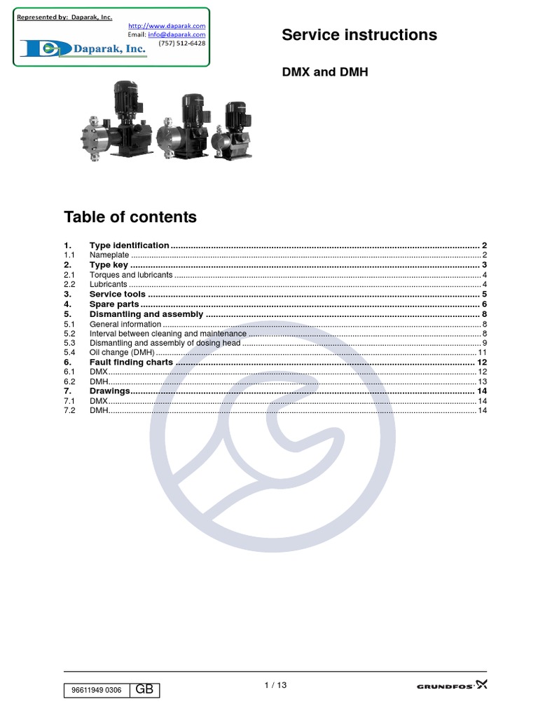 Service Instructions: DMX and DMH | PDF | Pump | Valve