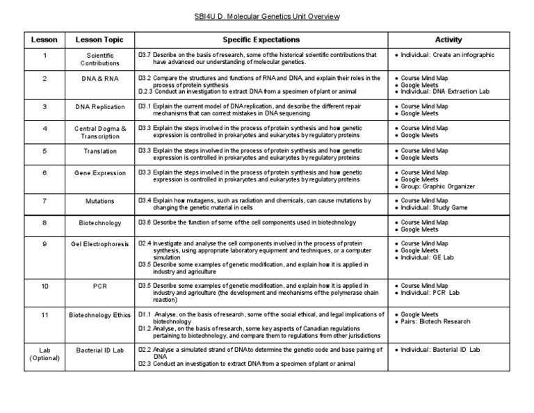 Sbi4u D | PDF | Gene Expression | Genetics