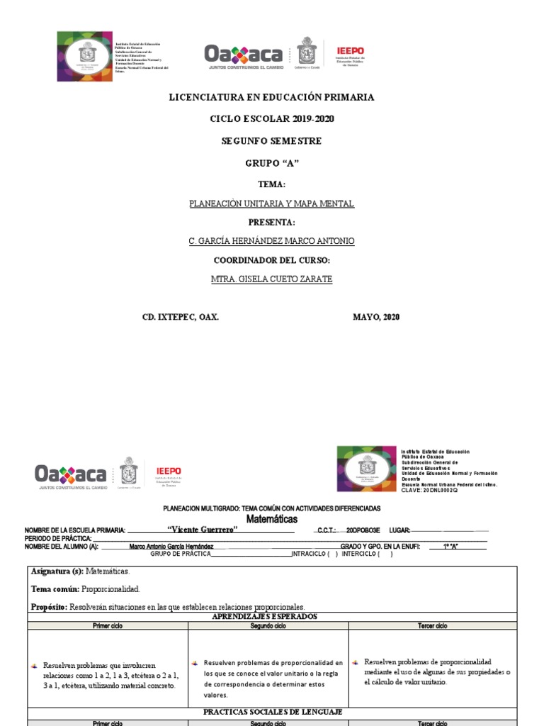 Planeacion Multigrado | PDF | Educación primaria | Aprendizaje