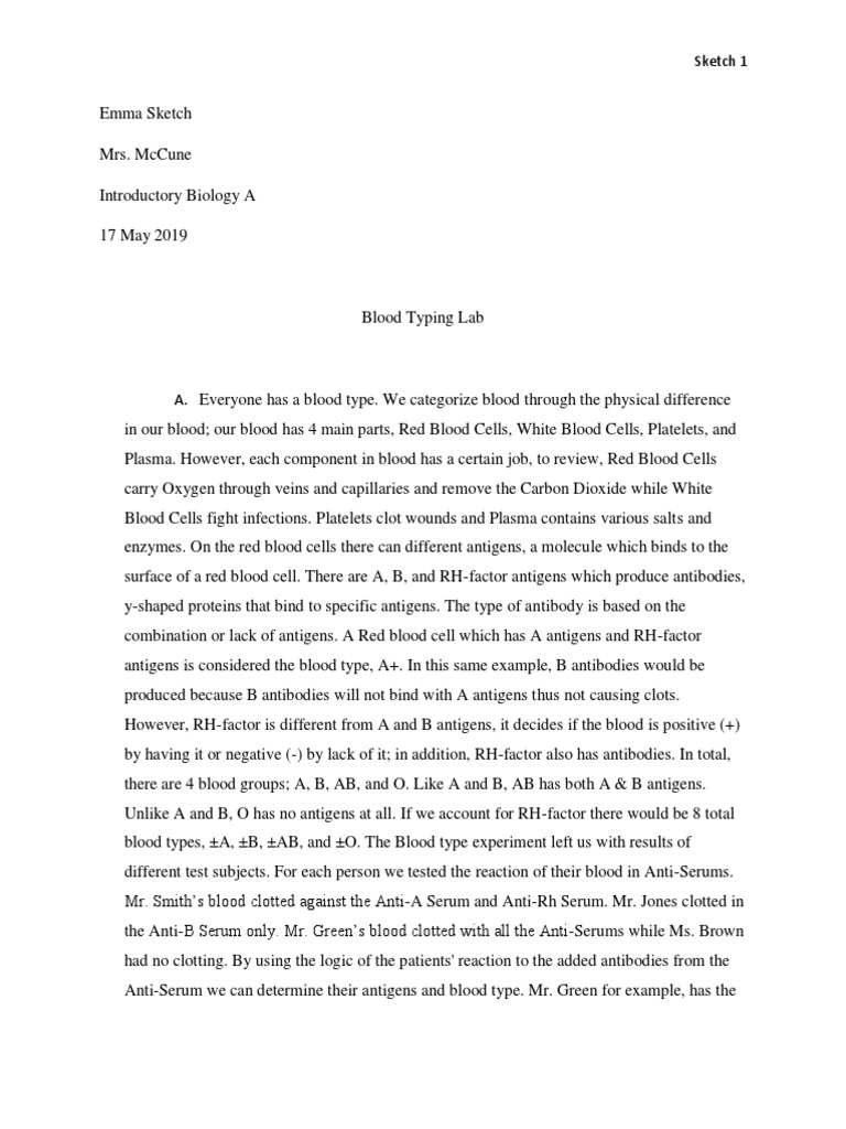 Blood Typing Lab | PDF | Blood Type | Dominance (Genetics)