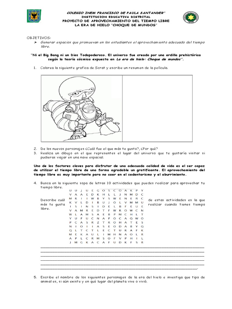Resumen y actividades de La Era de Hielo | PDF