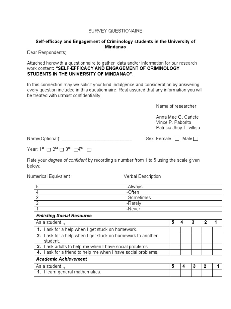 Quest Final | PDF | Questionnaire | Concept