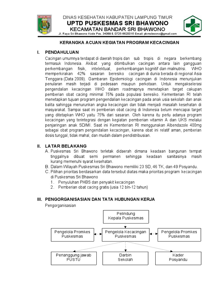 KAK Program Kecacingan | PDF