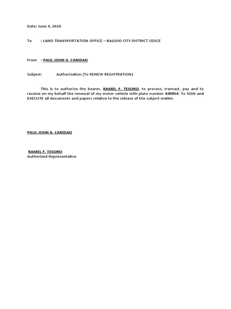 AUTHORIZATIO Letter TO PULL OUT | PDF