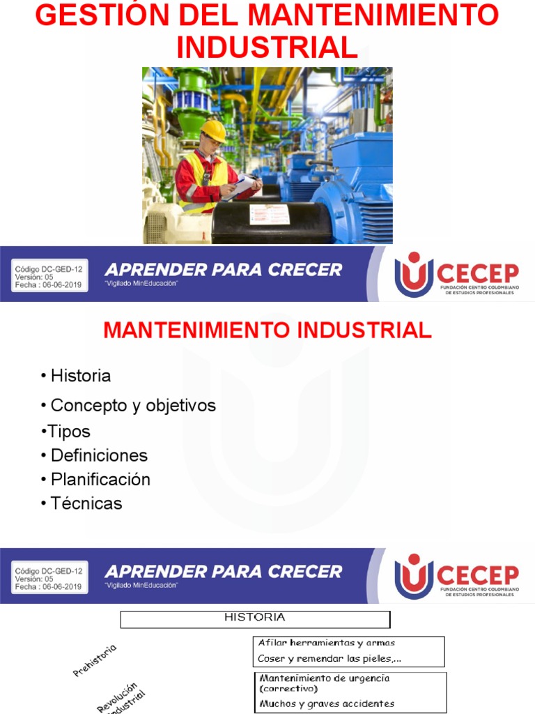 Presentacion Mantenimiento Industrial PDF | PDF | Bomba | Engranaje