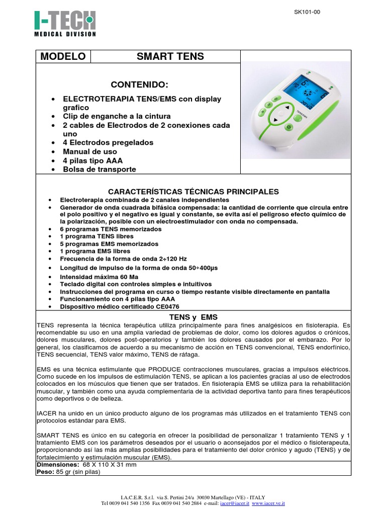 Ficha Tecnica Tens | PDF | Terapia física | Corriente eléctrica