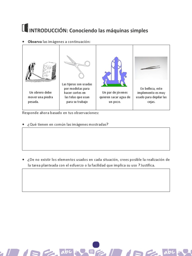 Actividades sobre Máquinas Simples en Primaria | PDF | Tornillo | Palanca