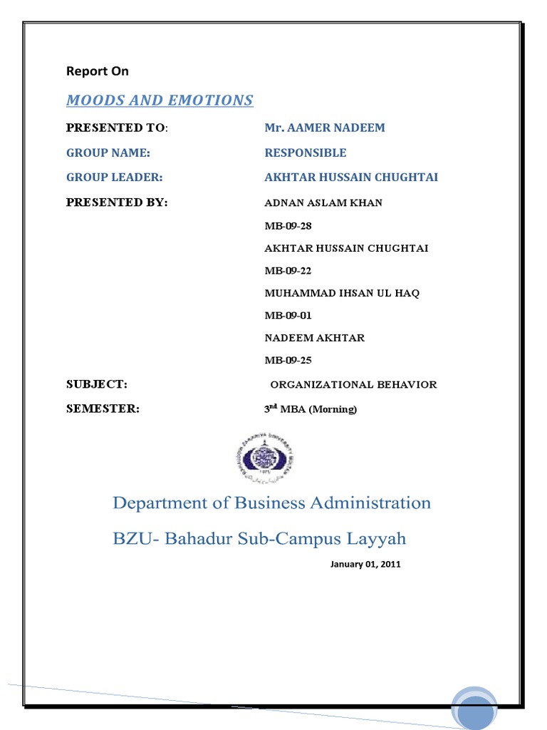 Moods and Emotions | PDF | Emotions | Mood (Psychology)