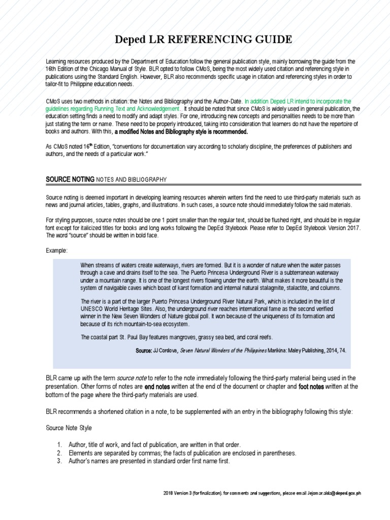 Deped LR Referencing Guide | PDF | Note (Typography) | Citation