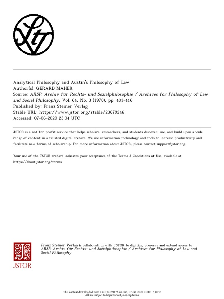 Analytical Philosophy and Austin's Philosophy of Law | PDF ...