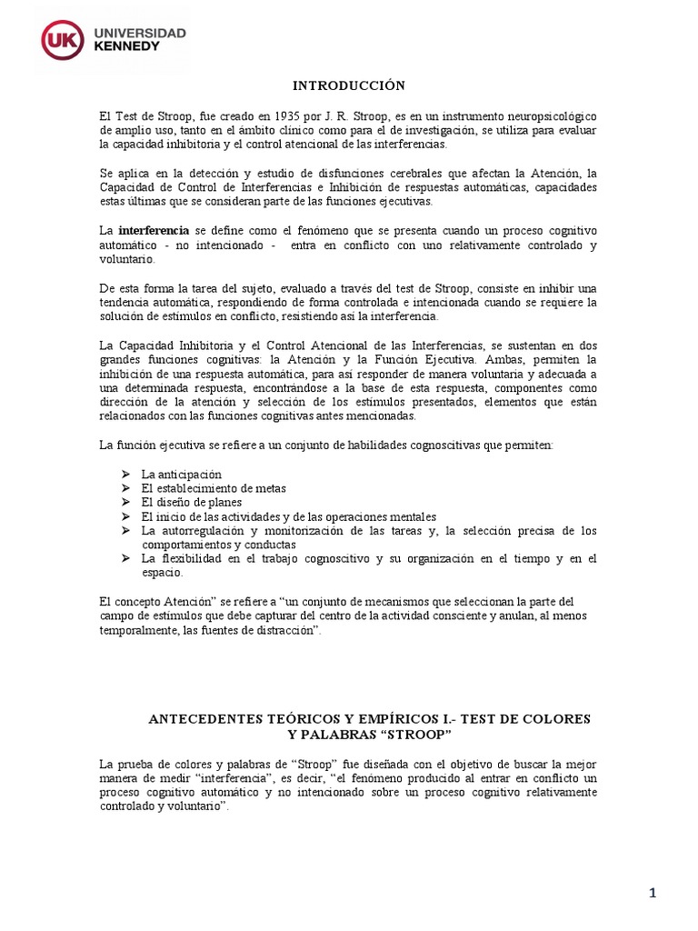 TP Stroop | PDF | Funciones ejecutivas | Atención
