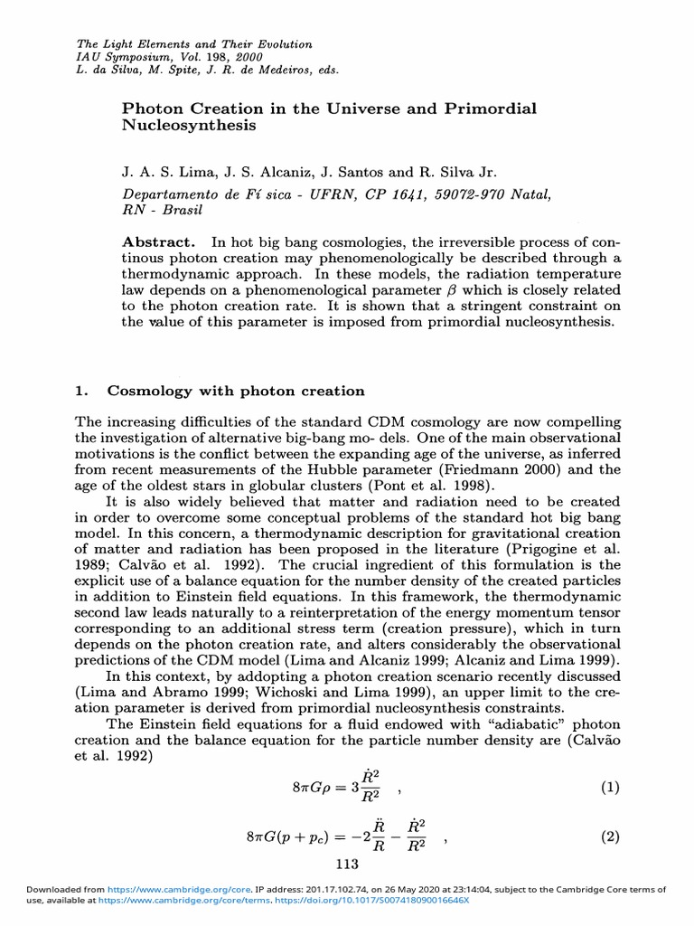 Div Class Title Photon Creation in The Universe and Primordial ...