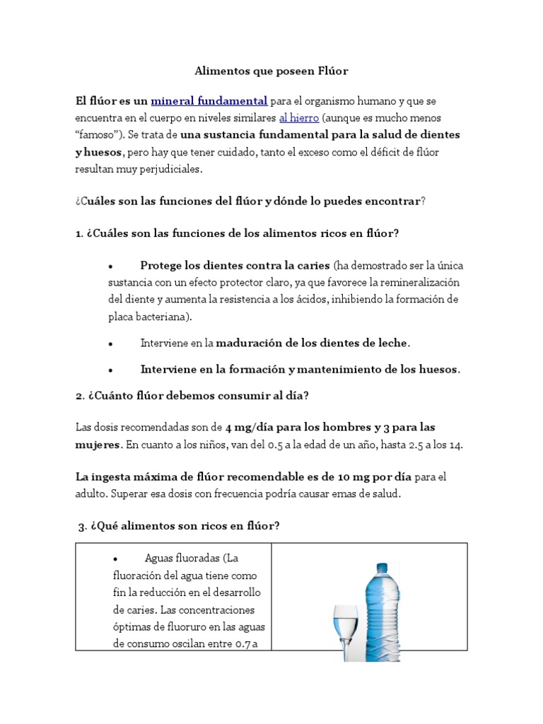 Alimentos Ricos en Flúor y Beneficios | PDF | Flúor | Fluoruro