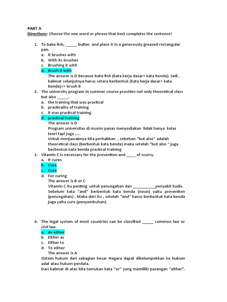 The Answer of Exercise (Parallel Structure) | PDF