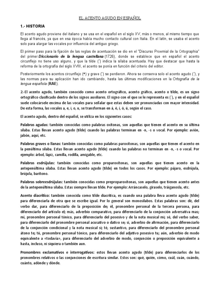 El Acento Agudo en Español | PDF | Escritura latina | Tipología Lingüística