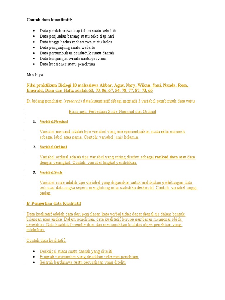 Contoh Data Kuantitatif dalam Penelitian | PDF | Sains & Matematika